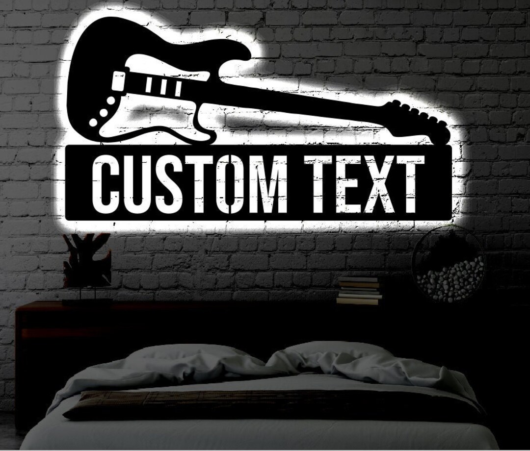 Personalized Guitar LED Metal Art Sign / Light up Electric Guitar Name ...