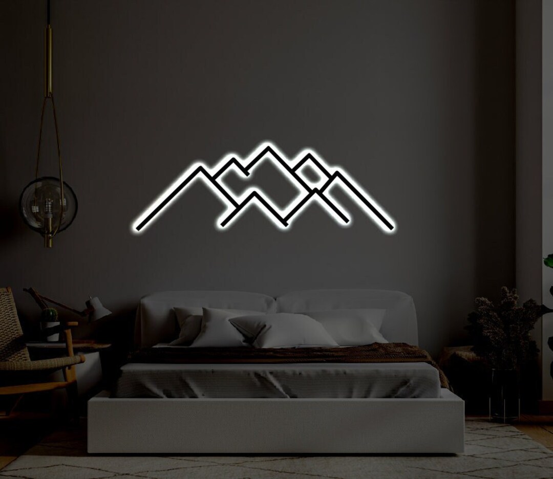 Mountain LED Metal Art Sign / Neon Light up Mountain Metal Sign / Multi ...
