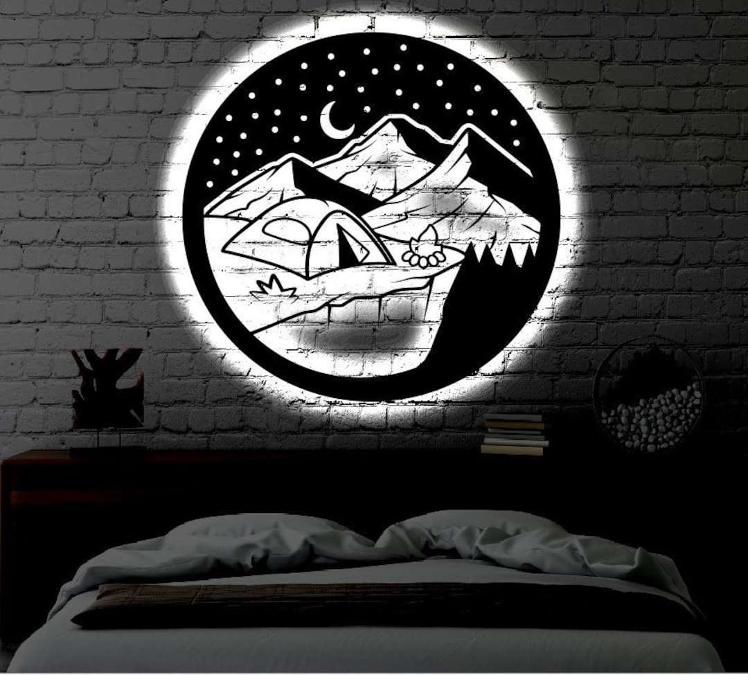 Camping Nature LED Metal Art Sign / Light up Camping Metal Sign / Multi ...
