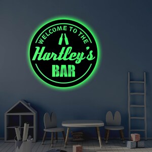 Personalized Bar LED Metal Art Sign / Light up Bar Metal Sign / Multi ...
