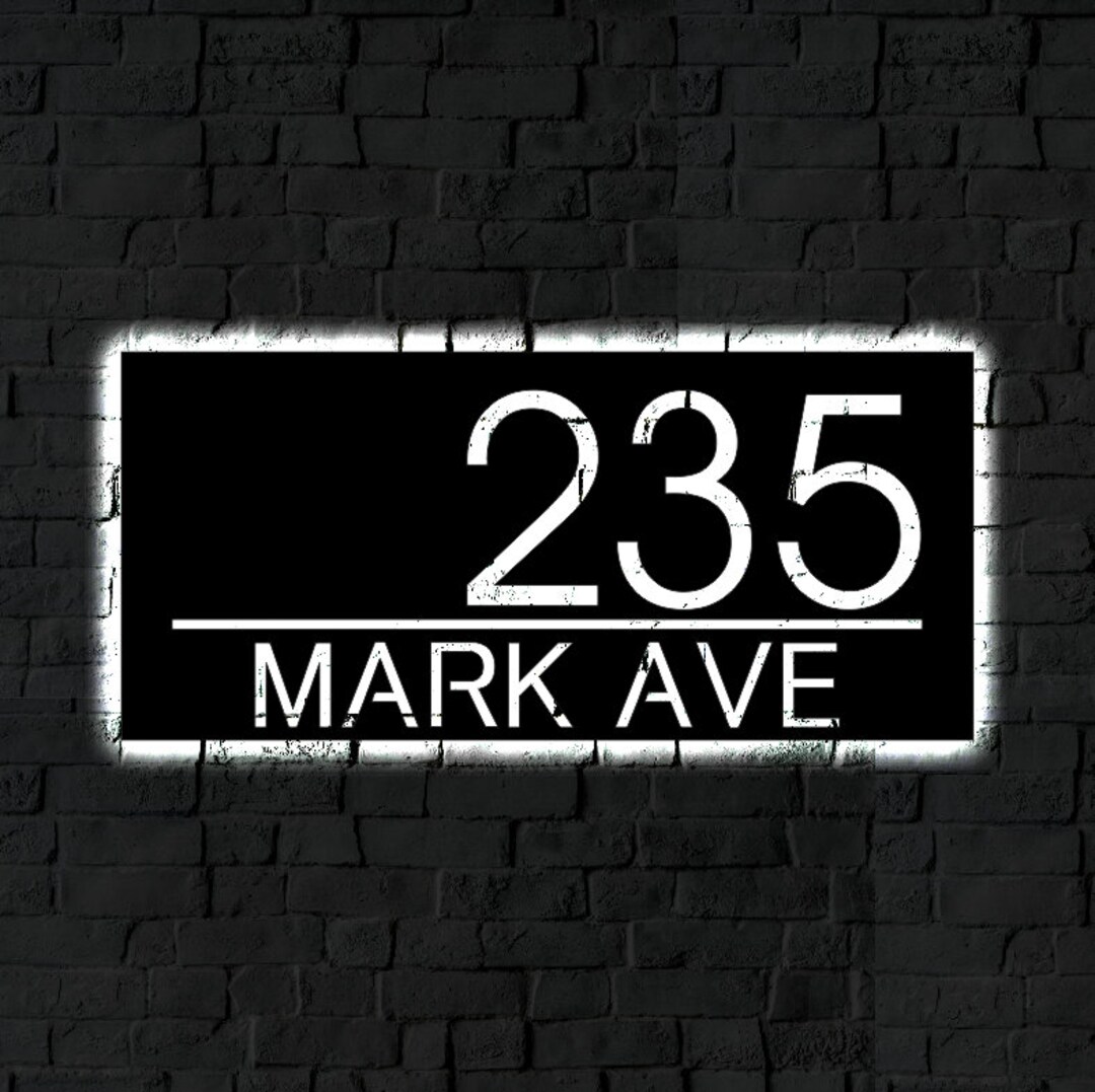 LED Address Metal Art Sign / Light up Address Plaque Sign / Multi Color ...
