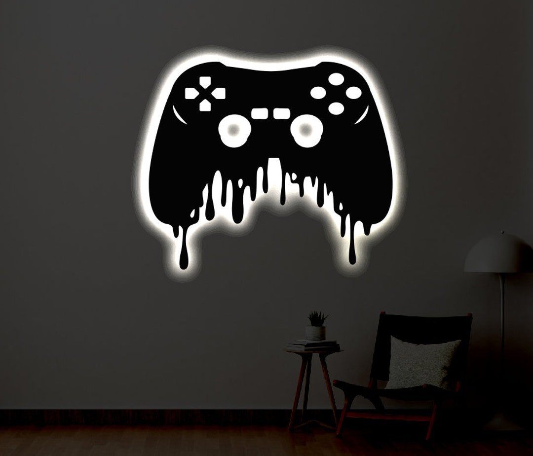 Personalized Gaming Room LED Metal Art Sign / Light up Gamer Controller ...
