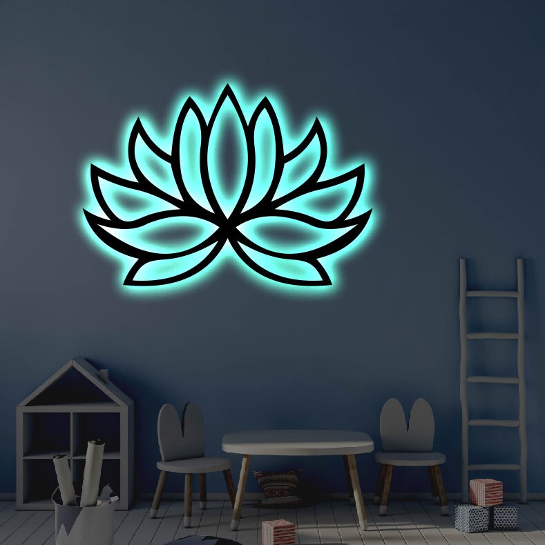 Lotus LED Metal Art Sign / Light up Lotus Flower Metal Sign / - Etsy