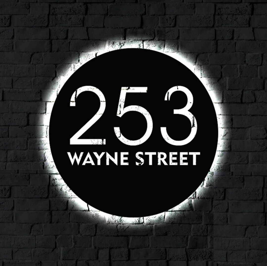 LED Address Metal Art Sign / Light up Address Plaque Sign / Multi Color ...