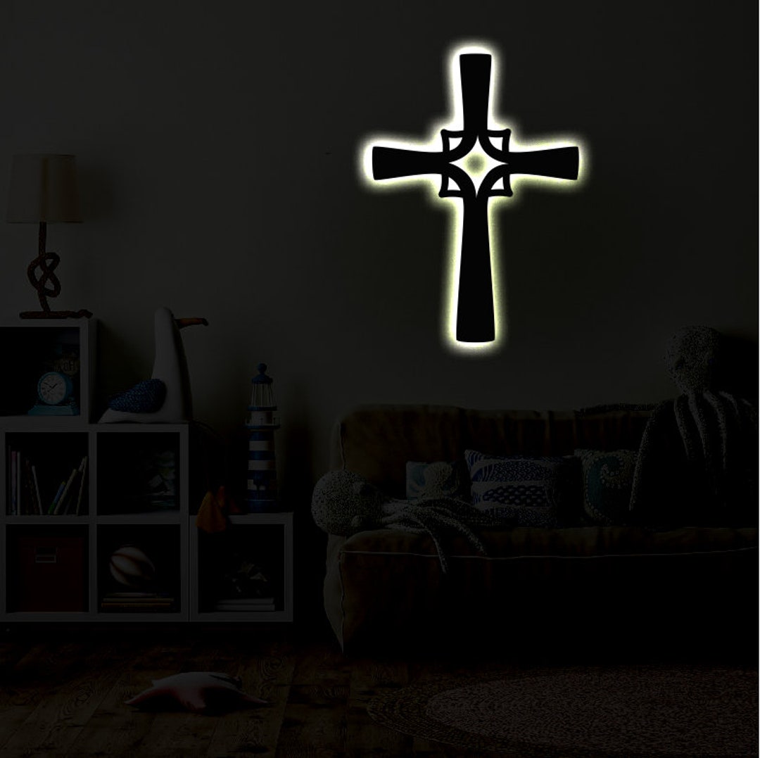 Celtic Cross LED Metal Art Sign / Light up Cross Metal Sign / Multi ...