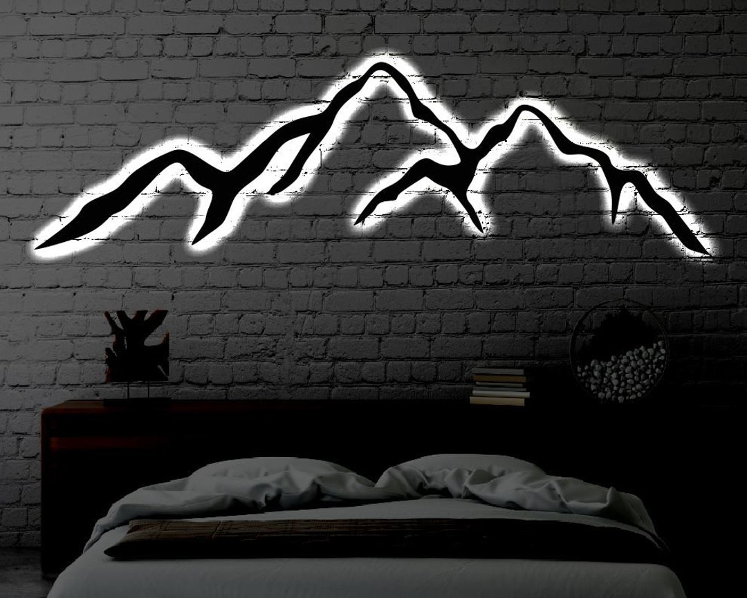 Mountain LED Metal Art Sign / Light up Mountain Metal Sign / Multi ...