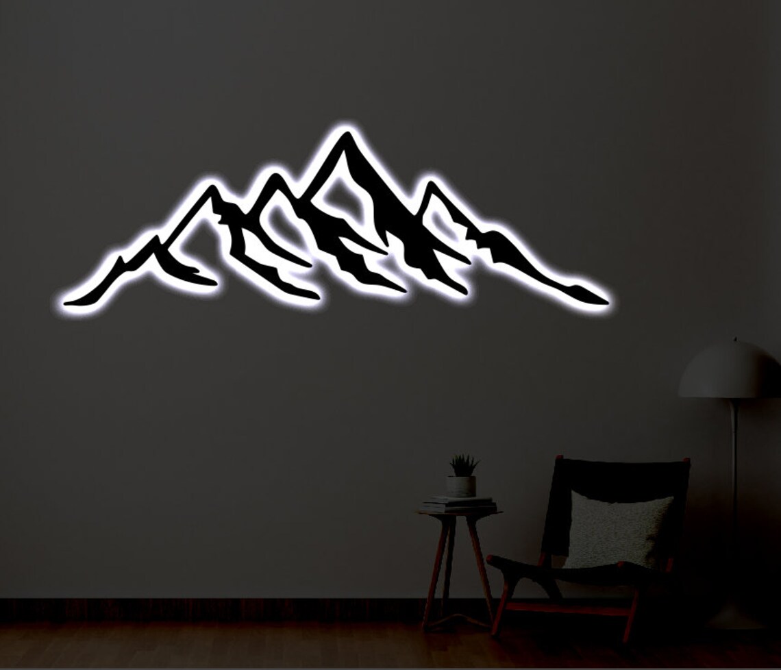 Mountain LED Metal Art Sign / Light up Mountain Metal Sign / Multi ...