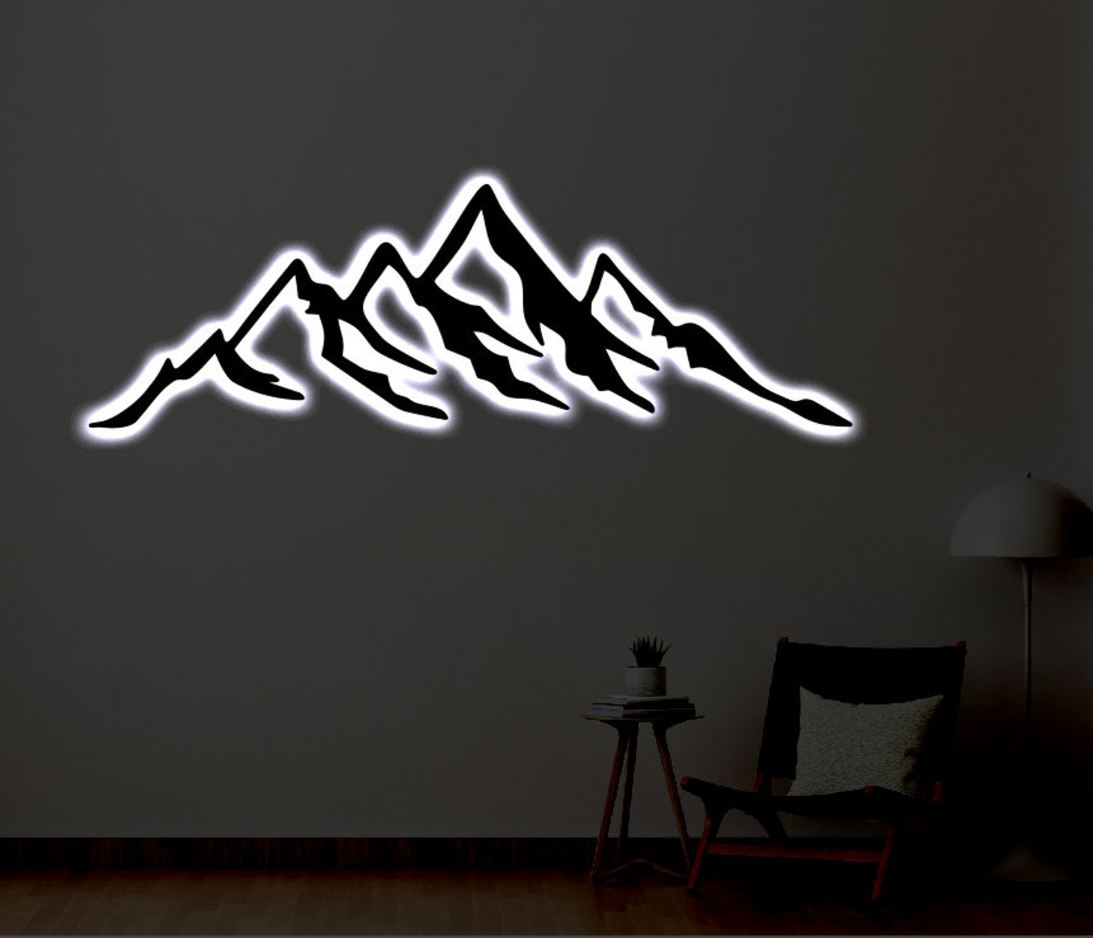 Mountain LED Metal Art Sign / Light up Mountain Metal Sign / Multi ...