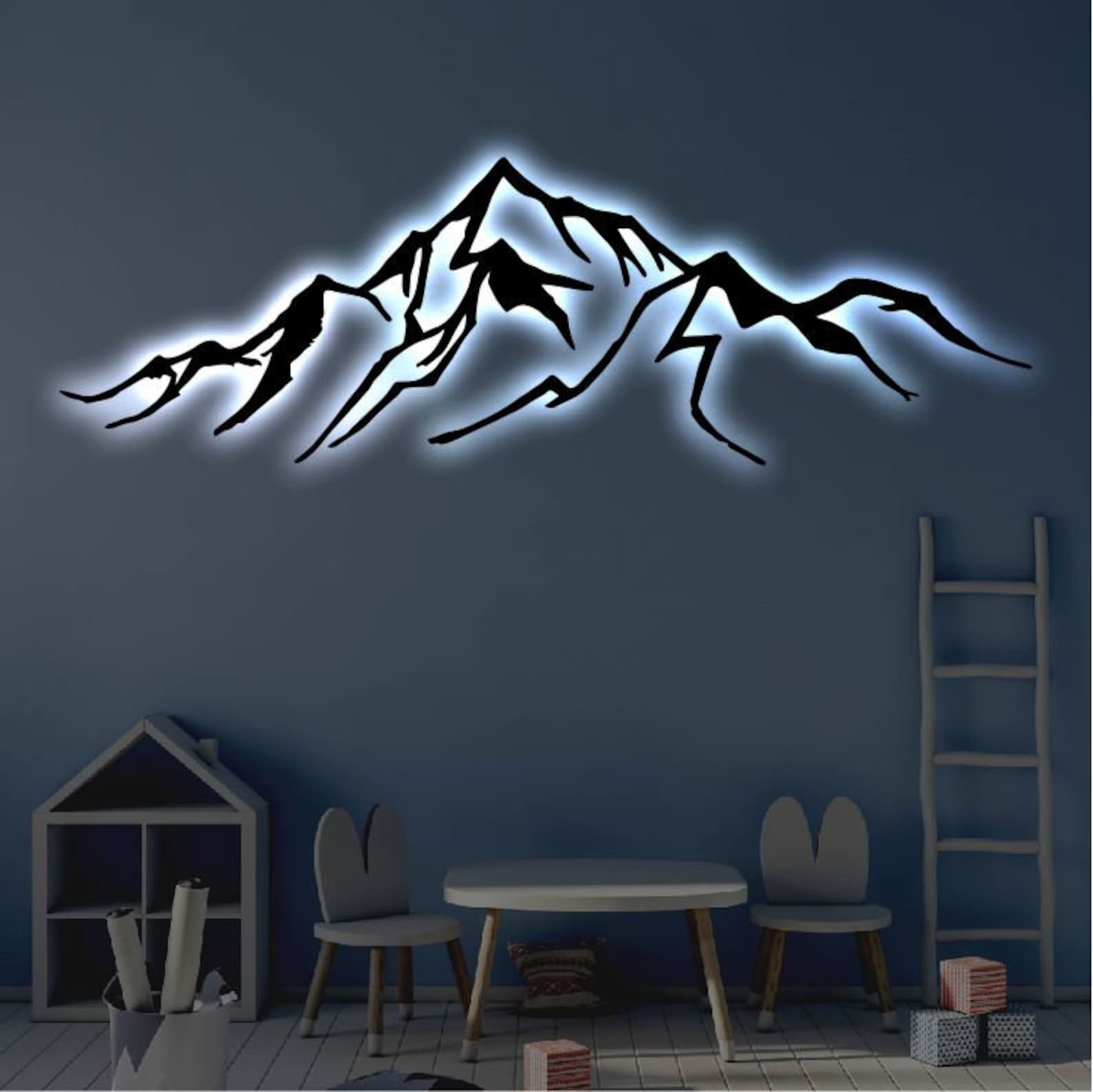 Mountain LED Metal Art Sign / Light up Mountain Metal Sign / - Etsy