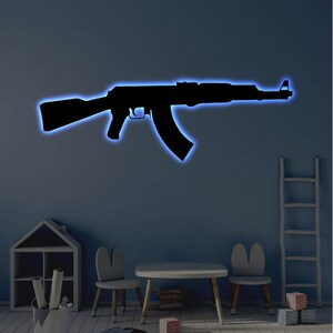 AK-47 Metal LED Gun Sign / Light up AK47 Metal Sign / Multi Colors ...