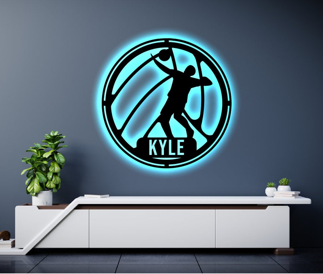 Personalized Volleyball LED Metal Art Sign / Light up Volleyball Name ...