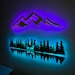 LED Mountain Metal Wall Art / Neon Mountain and Tress Metal Art / Light ...