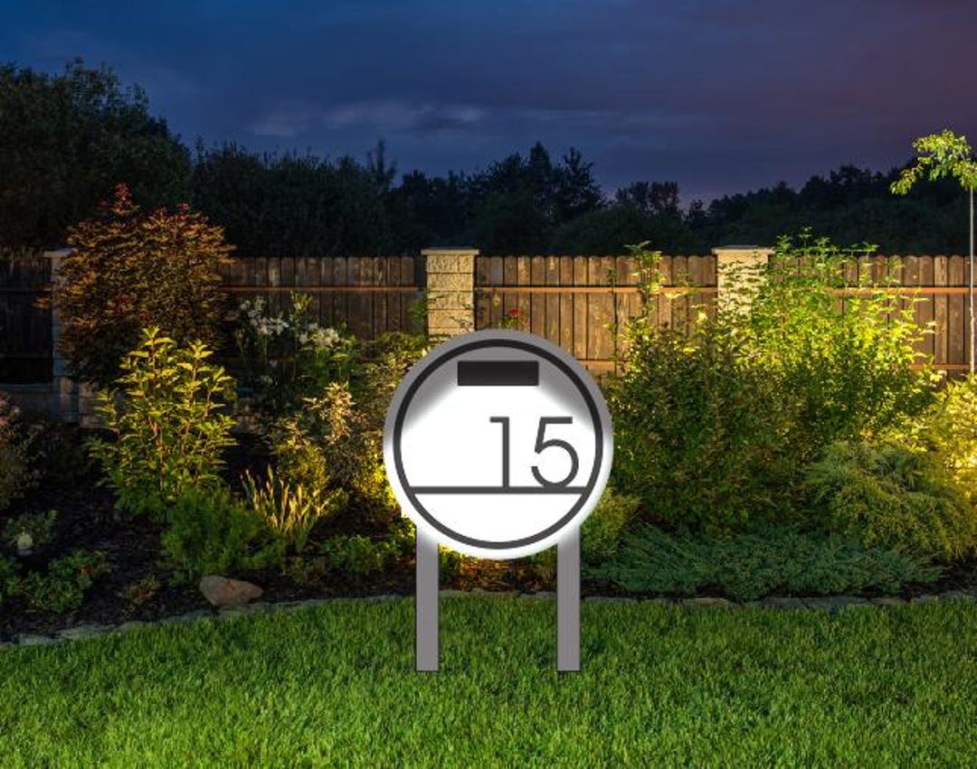 LED Solar Metal Stake House Number Sign | Light up Solar Yard Stake ...