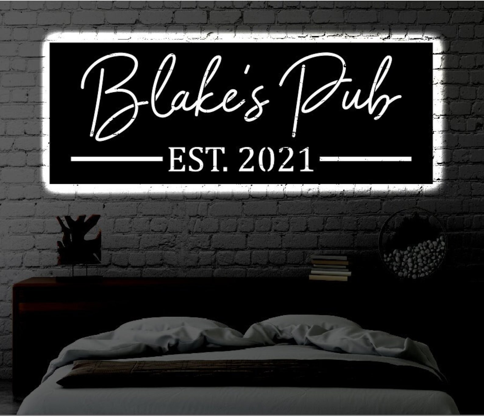 Personalized Bar LED Metal Art Sign / Light up Pub Metal Sign - Etsy