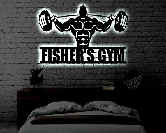 Personalized Home Gym LED Metal Art Sign / Light up Gym Name | Etsy