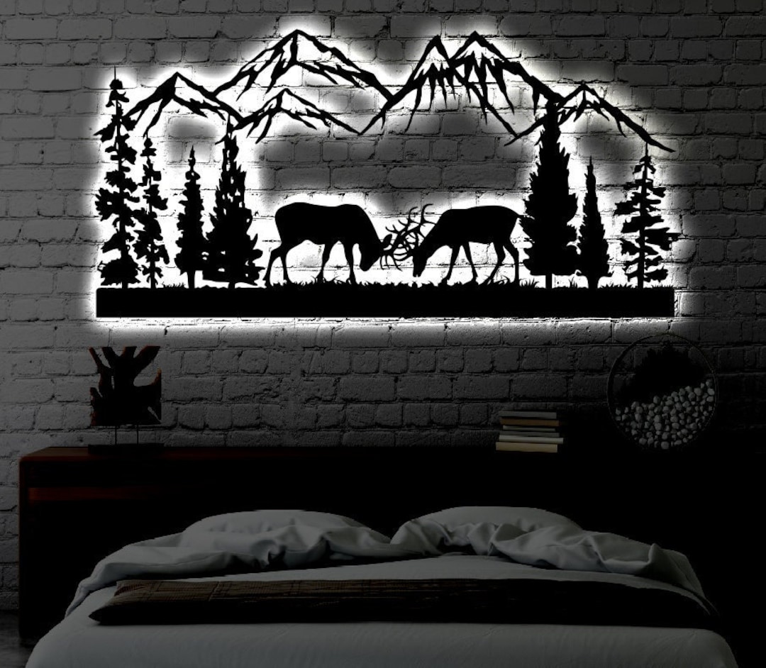 Mountain LED Metal Art Sign / Light up Mountain Metal Sign / Multi ...