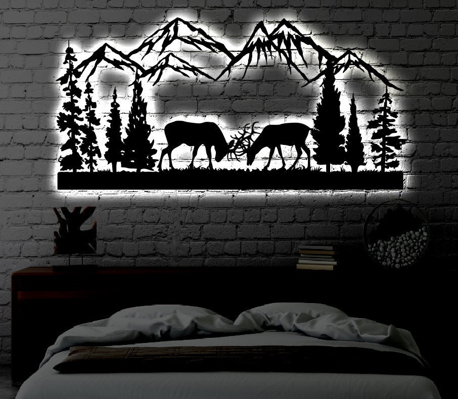 Mountain LED Metal Art Sign / Light up Mountain Metal Sign / - Etsy