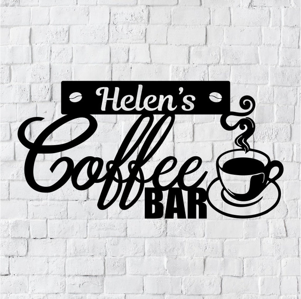 Personalized Coffee Bar Metal Art Sign / Light up Coffee Metal - Etsy