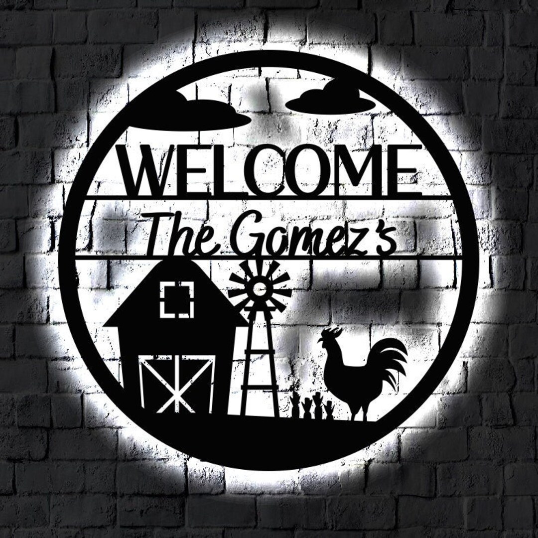 Personalized LED Family Name Metal Sign | Custom Light up Farmhouse ...