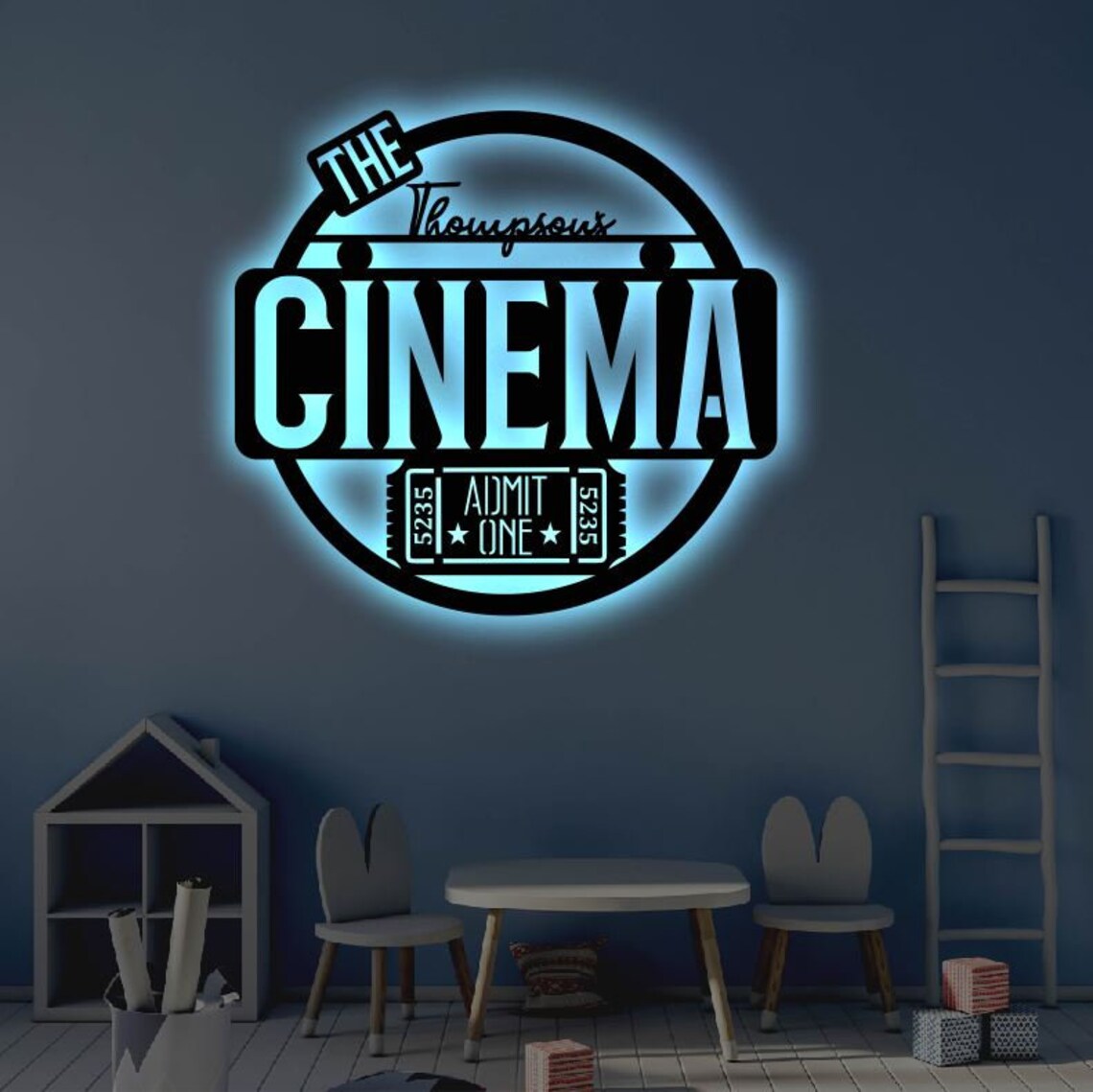 Personalized LED Family Name Cinema Metal Sign Light up Home - Etsy