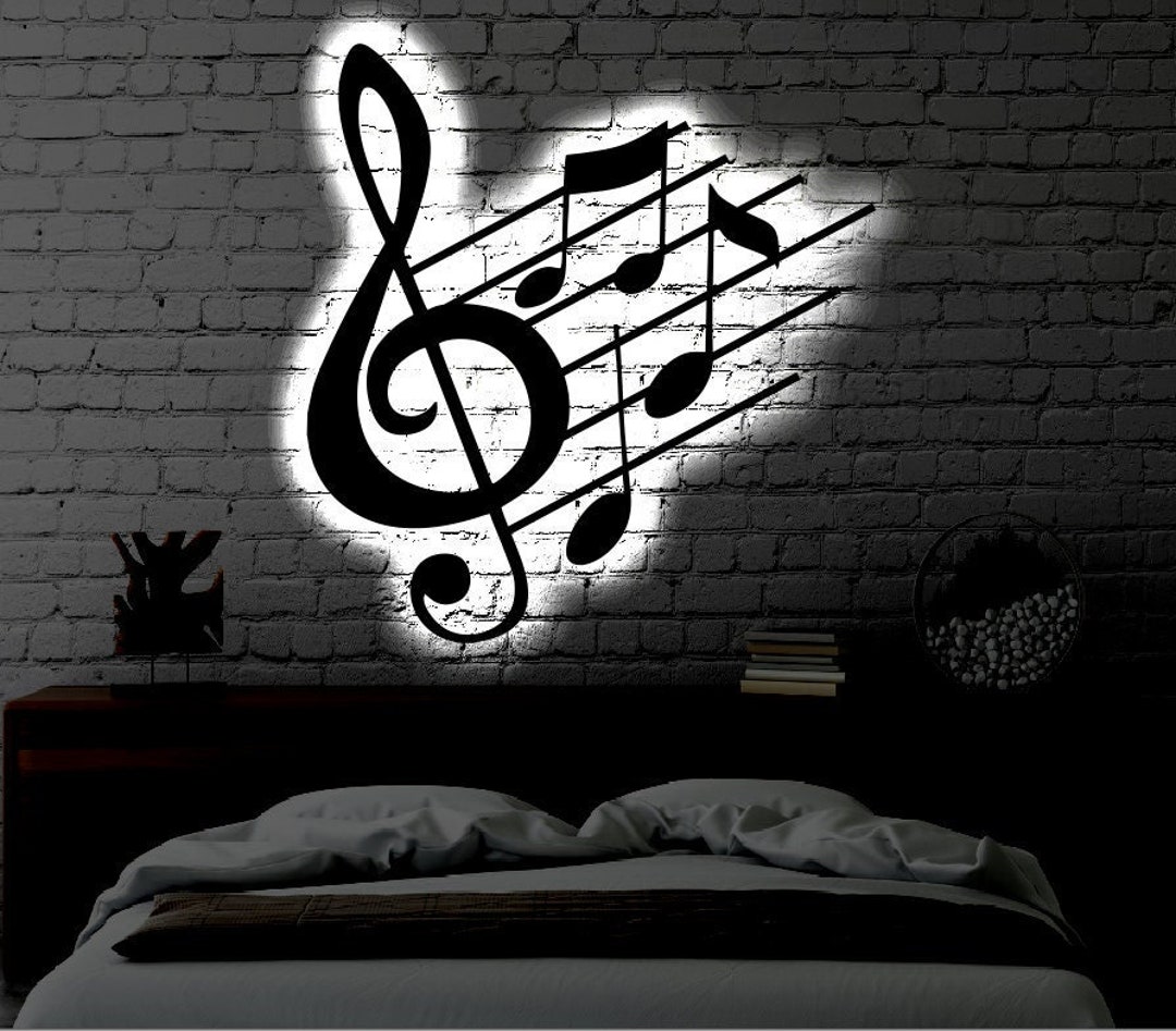 Music LED Metal Art Sign / Light up Music Note Metal Sign / Multi ...