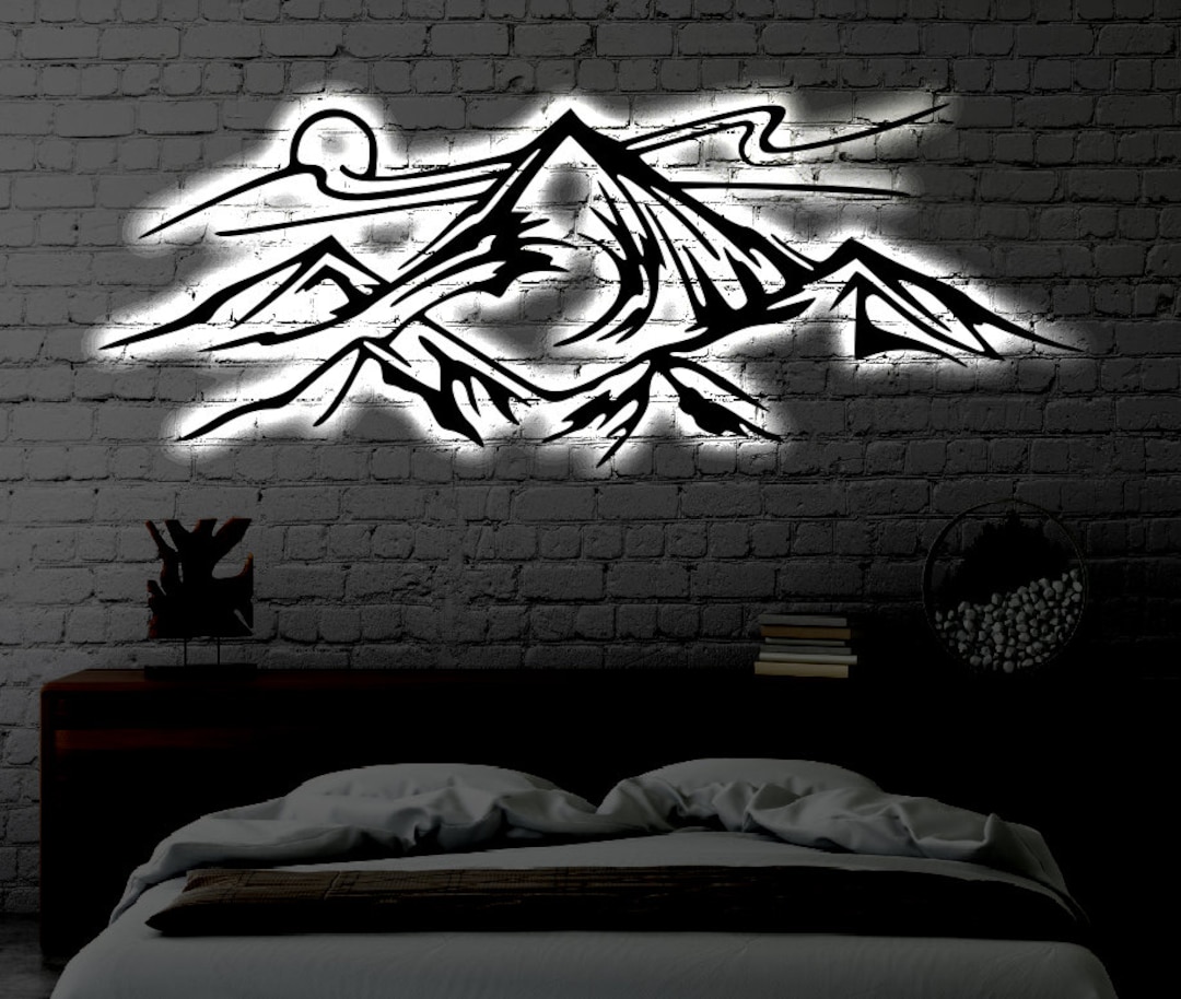 Mountain LED Metal Art Sign / Light up Mountain Metal Sign / Multi ...