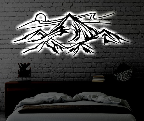 Mountain LED Metal Art Sign / Light up Mountain Metal Sign / - Etsy