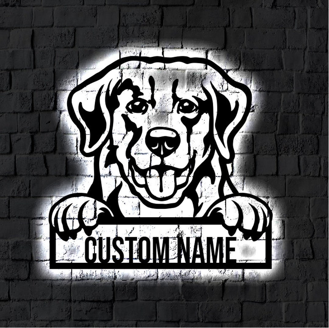 Custom LED Metal Golden Retriever Sign / Personalized Light up Golden ...