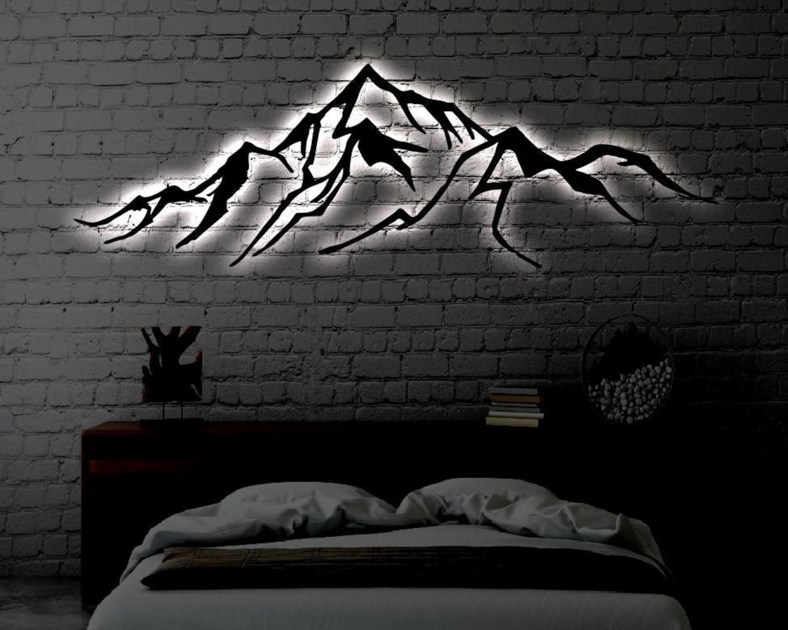 Mountain LED Metal Art Sign / Light up Mountain Metal Sign / - Etsy