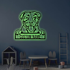 Custom LED Metal American Pitbull Sign / Personalized Light up Pitbull ...