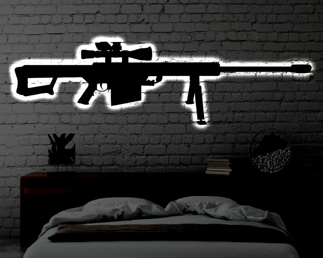 Sniper Rifle Metal LED Gun Sign / Personalized Light up Sniper Metal ...