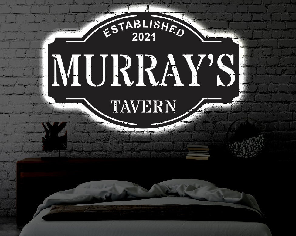 Personalized LED Bar and Grill Metal Sign / Light up Wall - Etsy