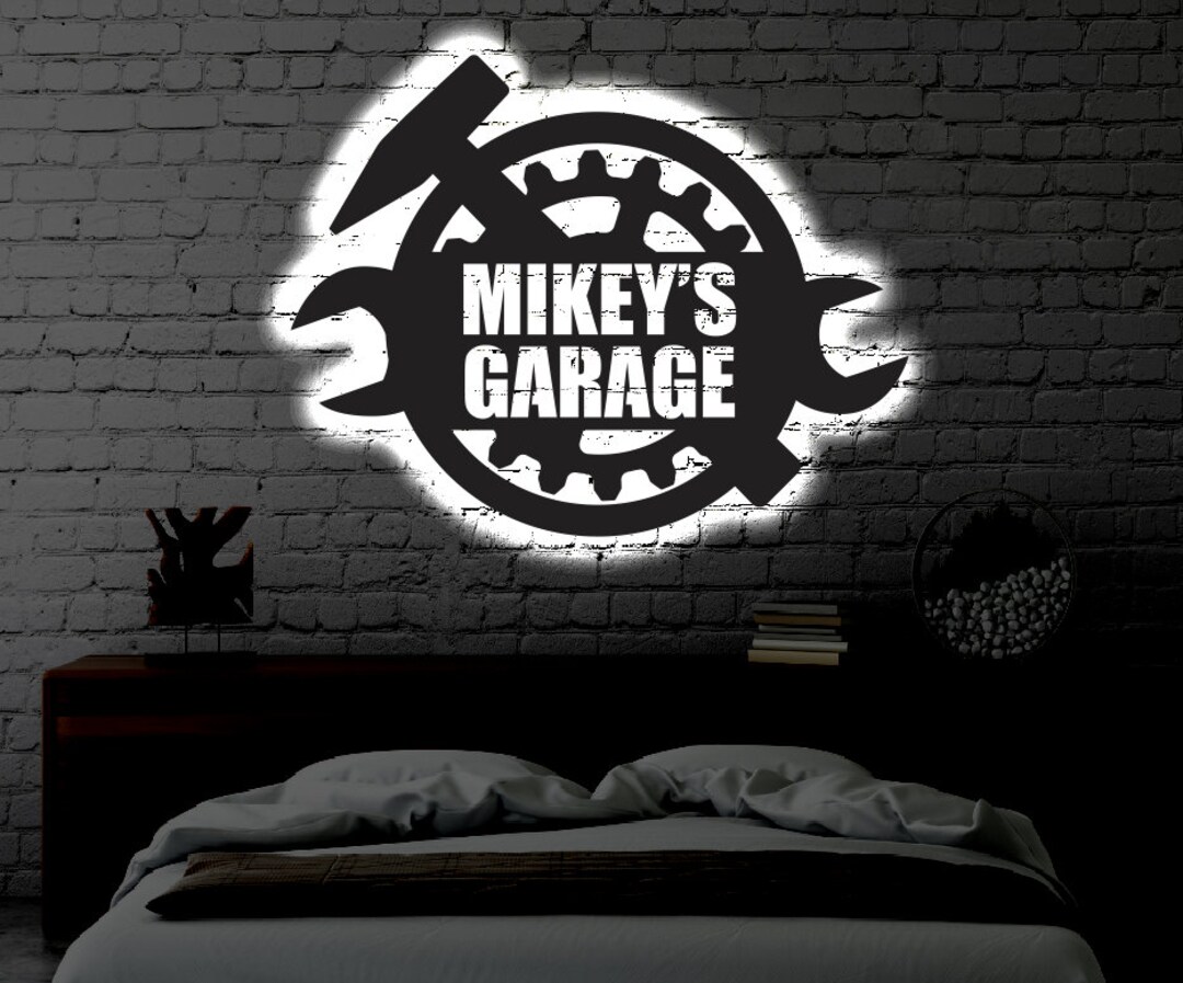 Personalized LED Garage Metal Sign | Light up Home Garage Wall Art ...