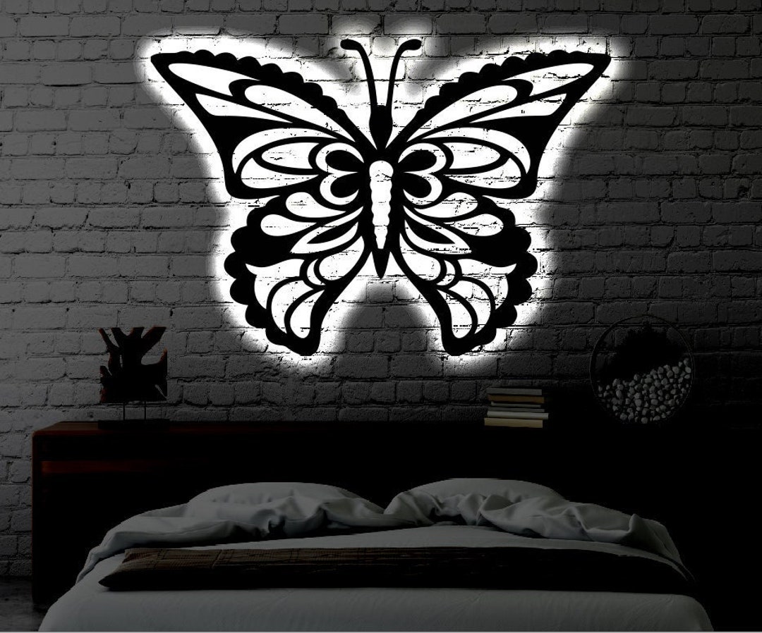 Butterfly LED Metal Art Sign / Light up Butterfly Metal Sign / Multi ...