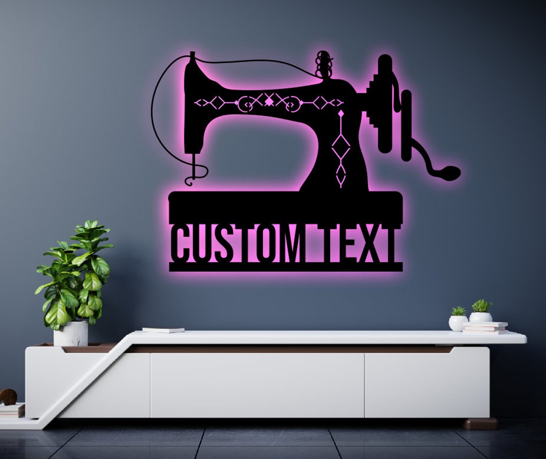 Personalized Sewing LED Metal Art Sign / Light up Sewing Name Metal ...