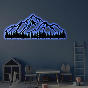 Mountain LED Metal Art Sign / Light up Mountain Metal Sign / Multi ...