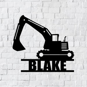 Personalized LED Bulldozer Metal Sign | Light up Kid's Room Wall ...