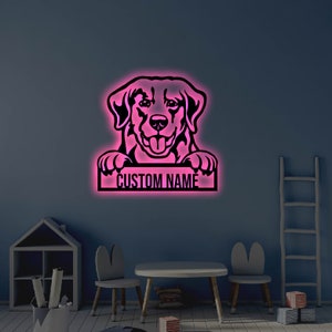 Custom LED Metal Golden Retriever Sign / Personalized Light up Golden ...