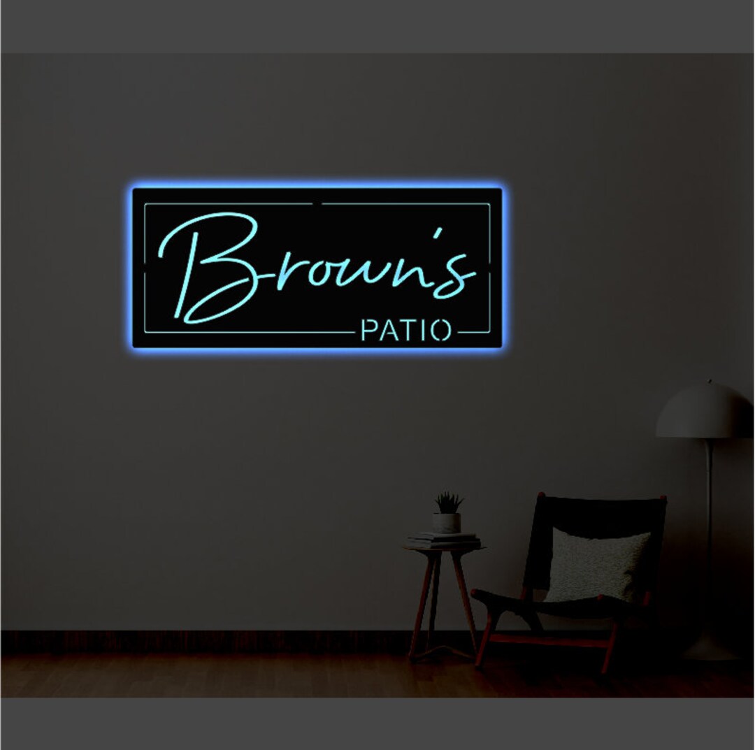 Personalized LED Backyard Patio Metal Sign / Light up Outdoor Wall ...