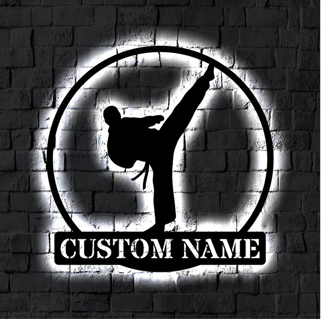 Personalized Karate LED Metal Art Sign / Light up MMA Martial Arts ...