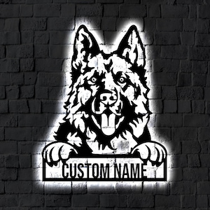 Custom LED Metal German Shepherd Sign / Personalized Light up German ...