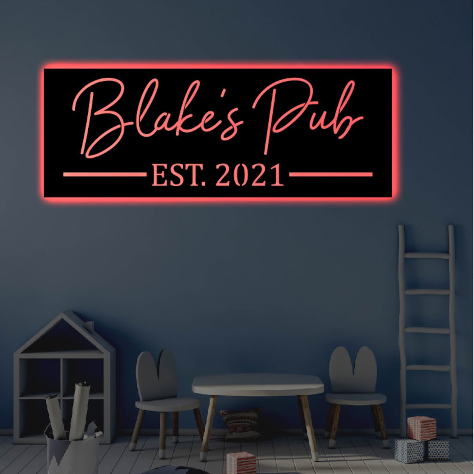 Personalized Bar LED Metal Art Sign / Light up Pub Metal Sign - Etsy