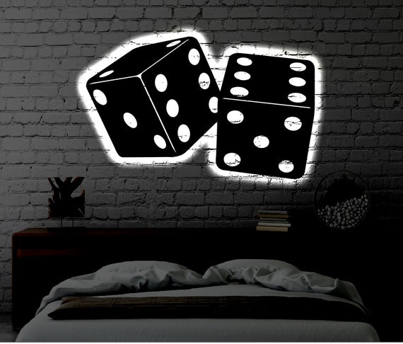 Dice LED Metal Art Sign / Light up Casino Dice Metal Sign / - Etsy