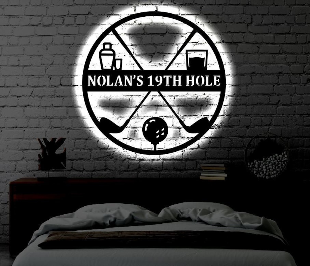 Personalized Golf LED Metal Art Sign / Light up Golf Name Metal Sign ...