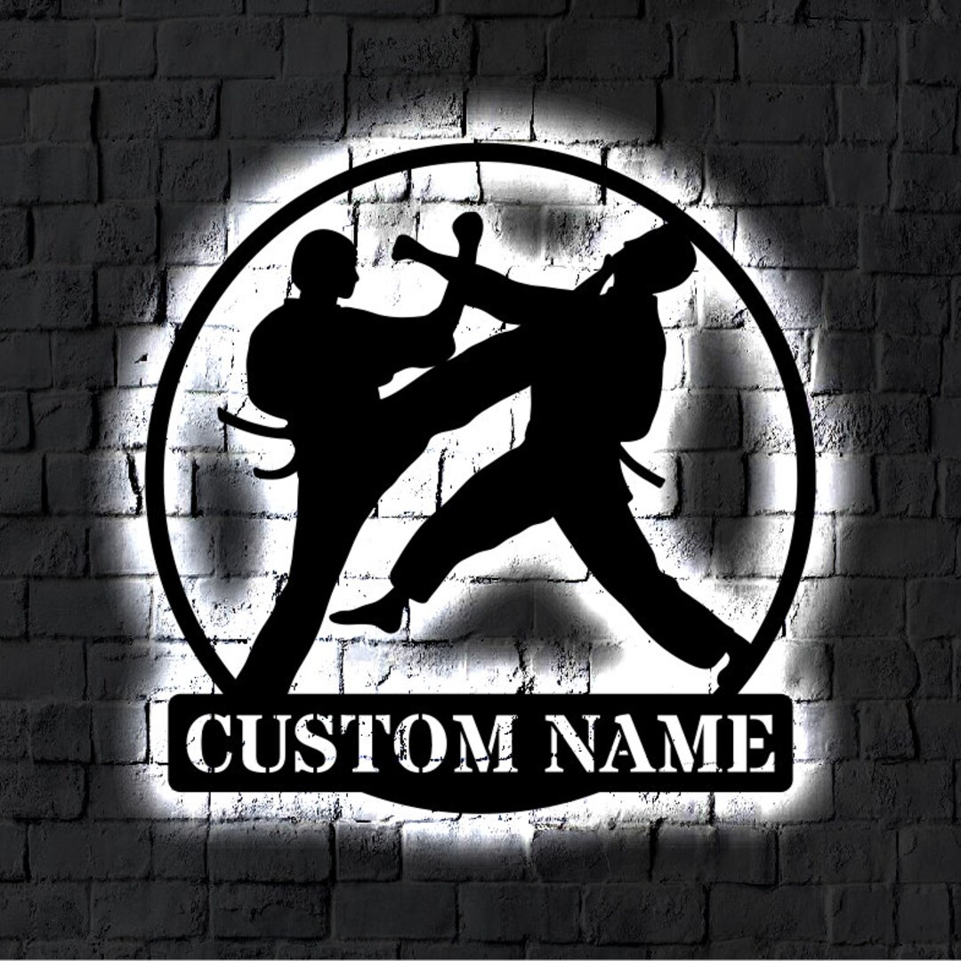 Personalized Karate LED Metal Art Sign / Light up MMA Martial Arts ...