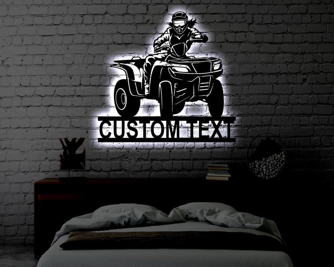 Personalized ATV LED Metal Art Sign / Light up ATV Quad Name Metal Sign ...