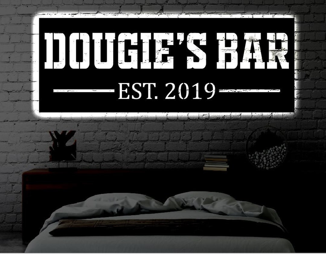 Personalized Bar LED Metal Art Sign / Light up Bar Metal Sign / Multi ...