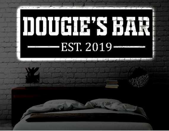 Personalized Bar LED Metal Art Sign / Light up Bar Metal Sign - Etsy
