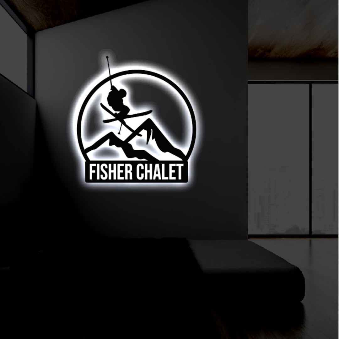 Skiing LED Metal Art Sign / Light up Skier Metal Sign / Multi Colors ...
