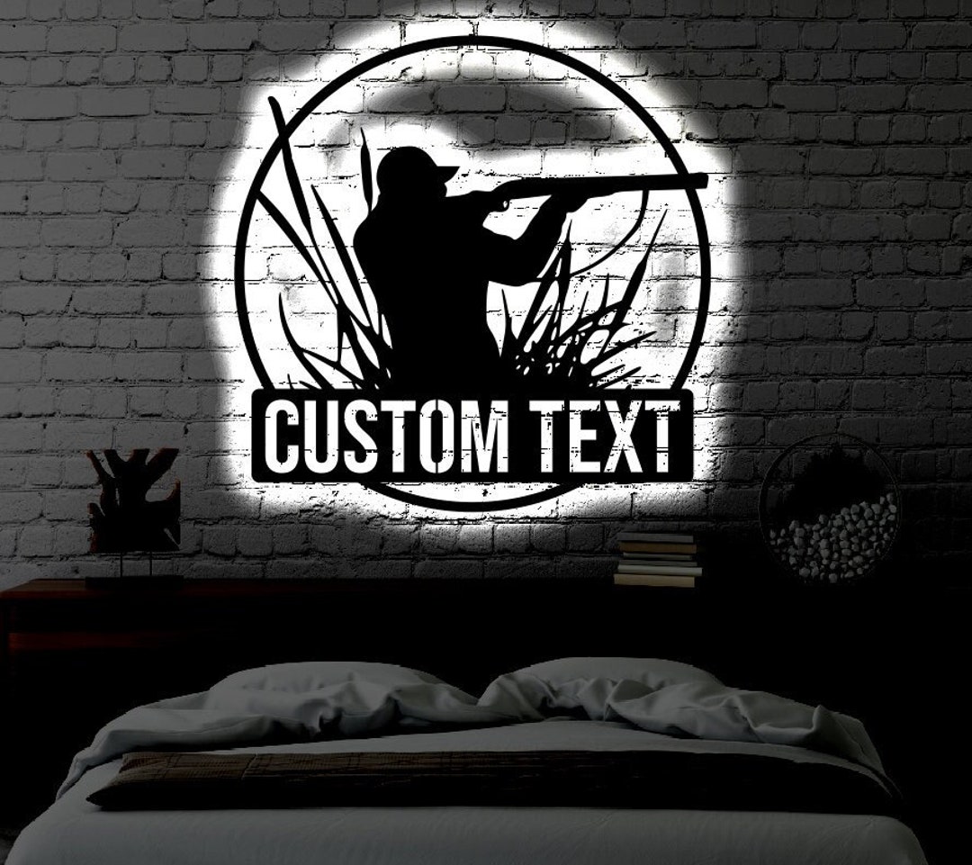 Personalized LED Hunter Metal Sign | Light up Home Hunting Wall Art ...